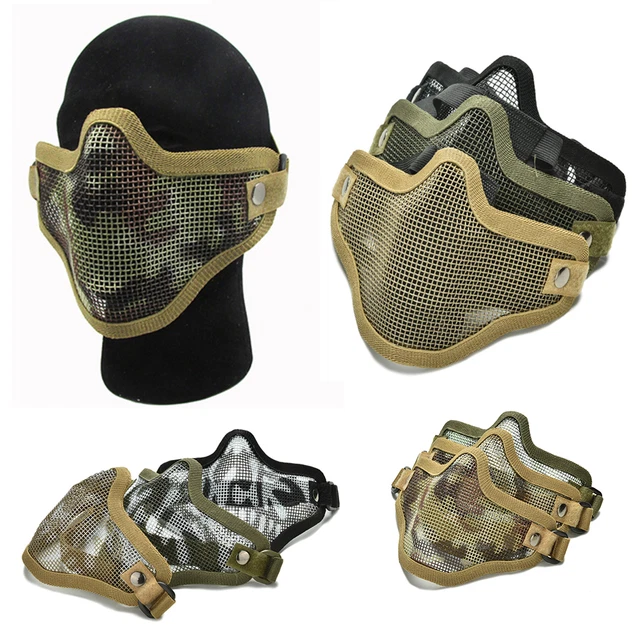 AIRSOFT STEEL MESH Half Face Mask Tactical Protect Strike Paintball ...