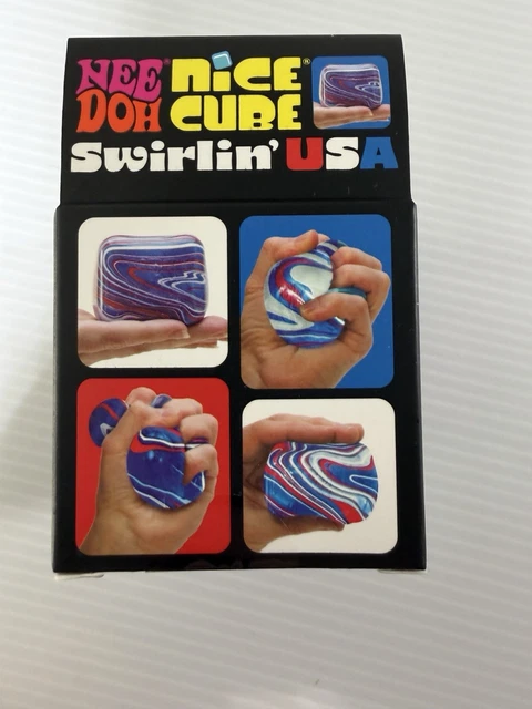 NEE DOH NICE Cube Swirlin' USA Super Solid Squish Toy Blue Red White ...