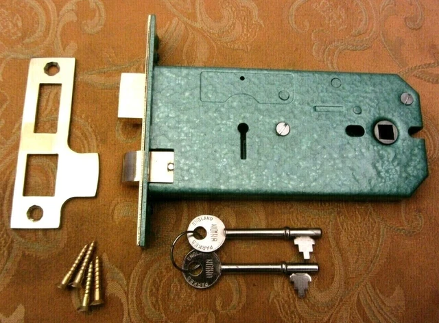 MORTICE LOCK HORIZONTAL Victorian Style Old Union 3 Levers With 2 ...