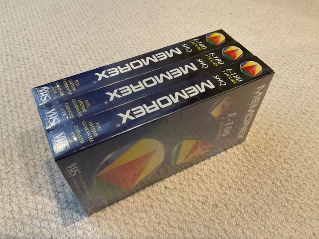 MEMOREX E180 VHS Blank Tapes x 3 - New and Sealed £8.00 - PicClick UK