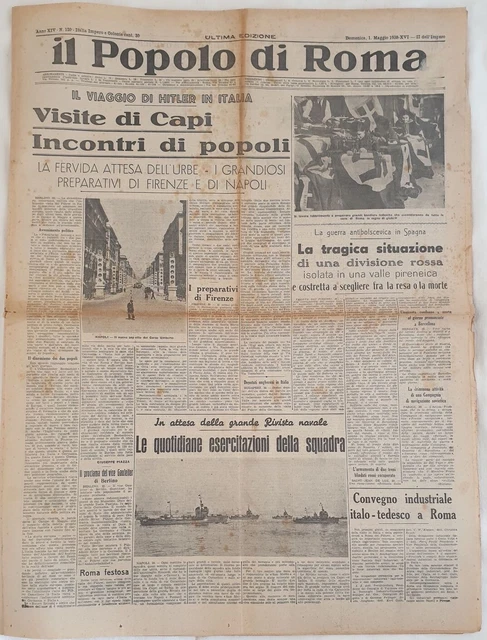 IL POPOLO DI Roma 1 Maggio 1938 Conte Ciano D’annunzio Libia Hitler ...