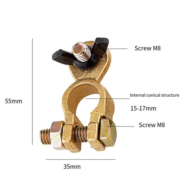 COLOR CODED CAR Battery Clamps Positive and Negative Marked Easy to Use ...