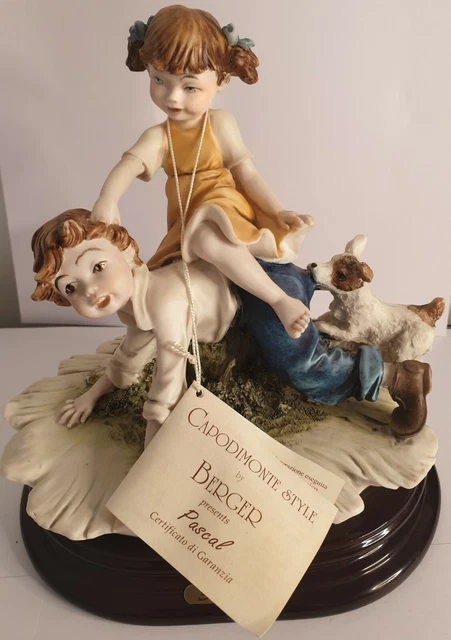 CAPODIMONTE SCULPTURE STATUE "Piggy Back Ride" By Berger Pascal Limited ...