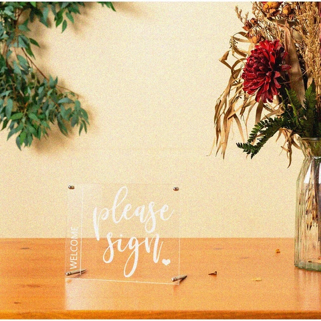 RUSTIC ACRYLIC WEDDING Please Sign Plaque - Elegant Table Centerpiece ...