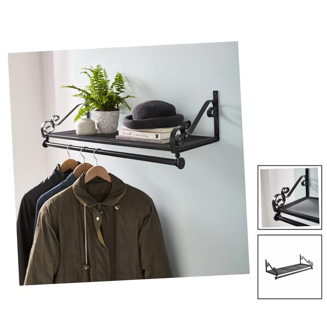 HEAVY DUTY WALL Mounted Clothes Rail & Shelf £40.75 - PicClick UK
