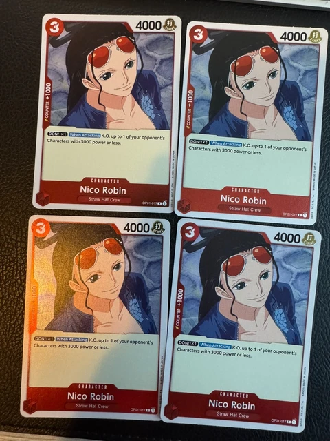 OP01-017 NICO ROBIN Rare English One Piece TCG CCG Card x4 Playset Romance Dawn £6.50 - PicClick UK