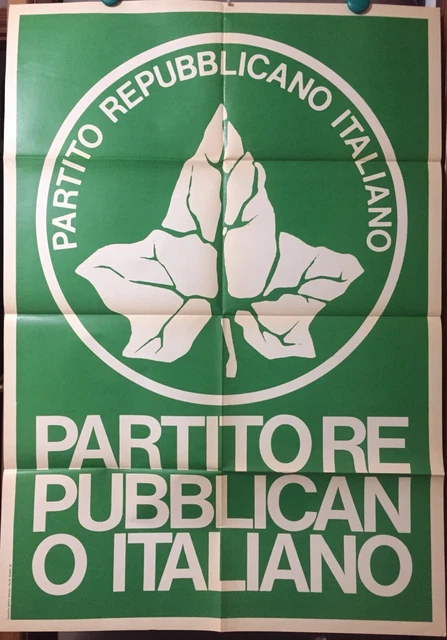 MANIFESTO ORIGINALE 1978 PRI PARTITO REPUBBLICANO ITALIANO LOGO -448 ...