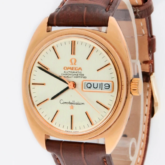 OMEGA CONSTELLATION SS & 18K Pink Gold Cap Automatic Watch Vintage 168. ...