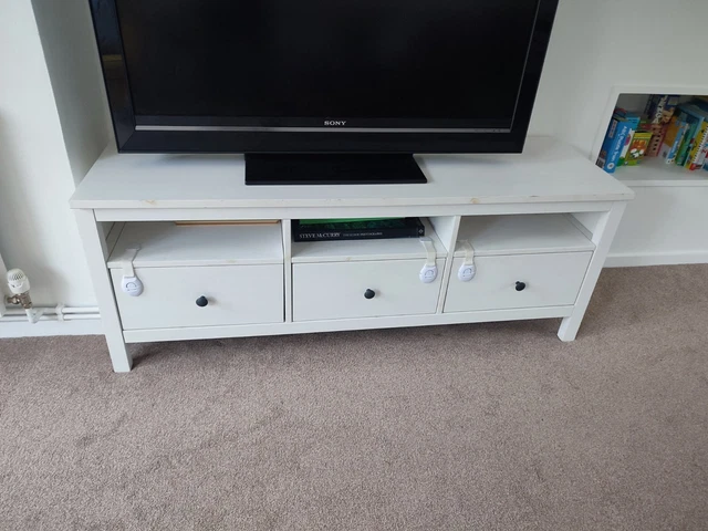 IKEA HEMNES TV Bench / Unit With Drawers White £25.00 - PicClick UK