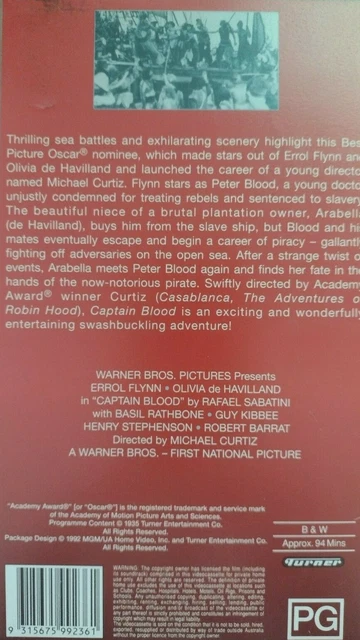 CAPTAIN BLOOD (VHS, 1935) Errol Flynn, Olivia de Havilland, Basil ...
