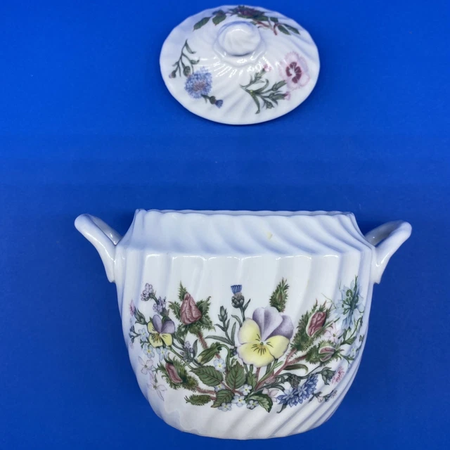 VINTAGE AYNSLEY BONE China Tudor Spray/Wild Tudor Lidded Sugar Bowl ...