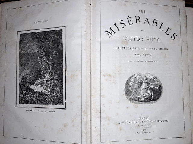 LES MISERABLES VICTOR Hugo 100 Dessins Brion Paris Hetzel Lacroix 1865 ...
