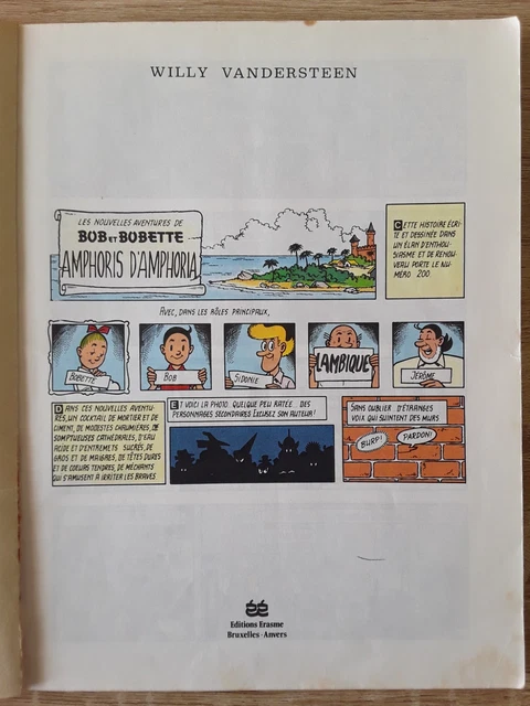 BD-BOB ET BOBETTE-N°200-AMPHORIS D'AMPHORIA-EO 1984- VANDERSTEEN-edit ...