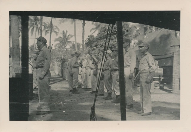 WWII 1940S 592ND JASCO Photo #31 Leyte, Rifle Inspection Major Morgan ...