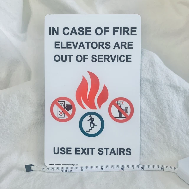 FIRE LIFE SAFETY Signs in Case of Fire Use Stairs OSHA Plastic 3M ...