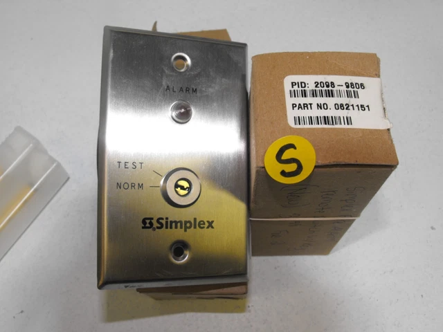 2 SIMPLEX FIRE Alarm Remote Switch With Key Pid: 2098-9806 Part No ...