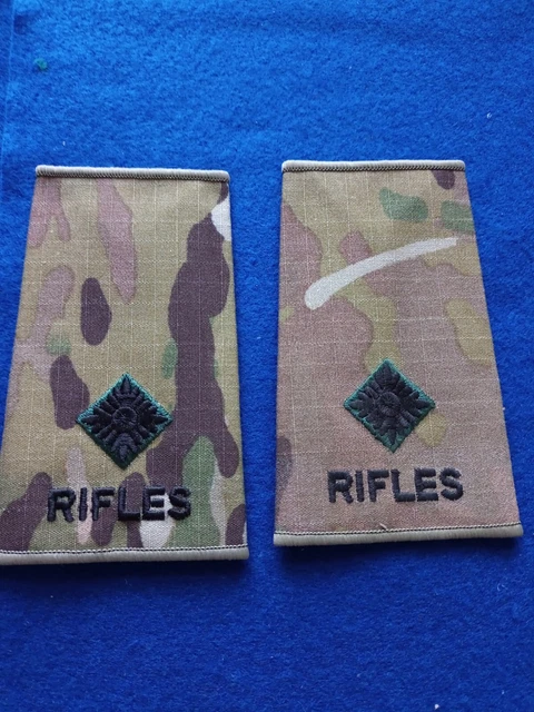 BRITISH ARMY THE RIFLES 2nd Lieutenant Rank Slides 2Lt Multicam [ pair ...