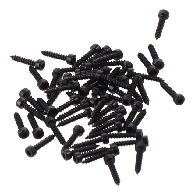 100PCS BLACK MACHINE Screws 2mm x 10mm Hex Socket Durable Cheese Head ...