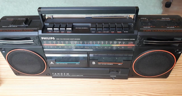 POSTE GHETTO BLASTER PHILIPS D8334 TANDEM VINTAGE boombox Radio Ok ...