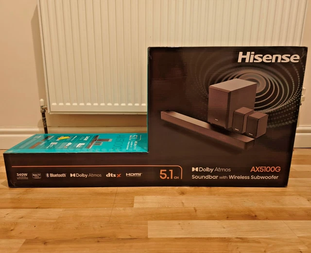 HISENSE AX5100G 5.1CH 340W Dolby Atmos Soundbar with Wireless Subwoofer ...