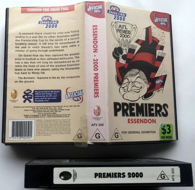 ESSENDON BOMBERS 2000 Premiers (AFL Grand Final VHS Video Tape) VGC £3. ...
