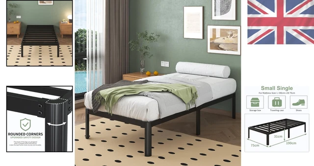 HEAVY DUTY METAL Small Single Bed Frame 2ft6 with Rounded Corner Legs ...