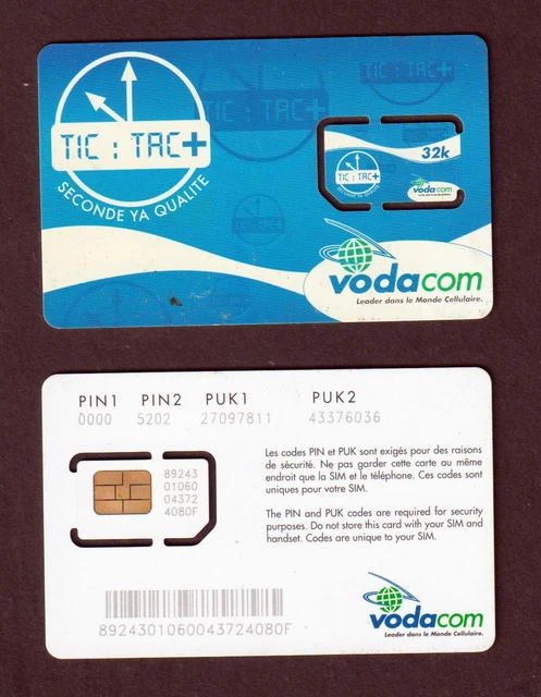 CONGO DR (KINSHASA) - Vodacom Tic Tac GSM SIM Card Unused Chip ...