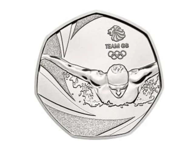 TEAM GB OLYMPIC Swimming 50p Fifty Pence Piece Coin Rare Circulated ...
