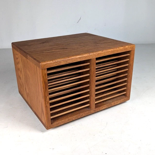 VINTAGE WOODEN CD Rack Stand Rotating Storage Spins Decor Holds 40 Cds ...