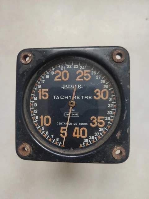 TACHIMETRE COMPTE-TOURS VINTAGE aviation Jaeger tachometer RPM gauge ...