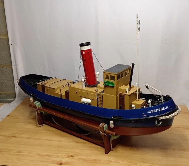 VINTAGE RC RADIO Controlled Model Tug Tugboat & Stand - Approx 42 ...