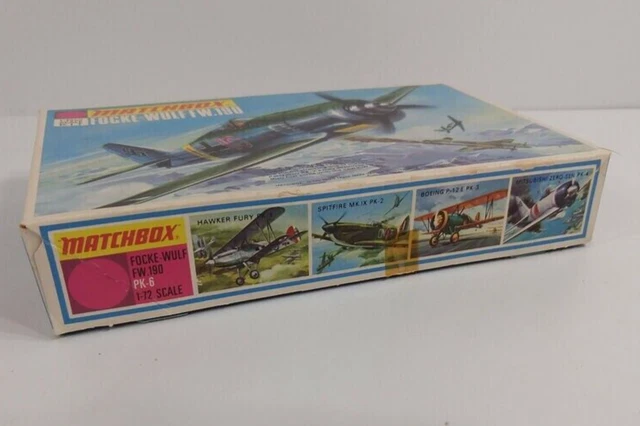 VINTAGE 1972 MATCHBOX Airplane Model Kit Focke-Wulf Fw.190 1/72 Scale W ...