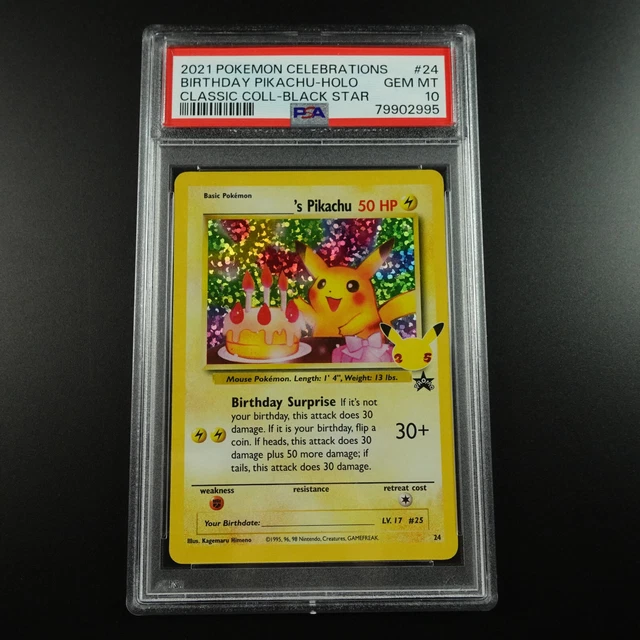 PSA 10 BIRTHDAY Pikachu 24 Celebrations Classic Collection Holo Pokemon ...