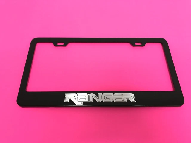 1XRANGER BLACK POWDER Coated Metal License Plate Frame Tag Holder w ...