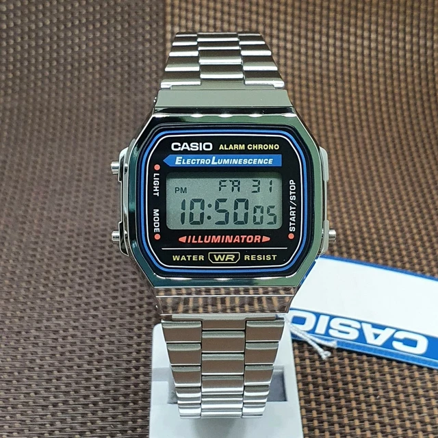 CASIO A168WA-1W DIGITAL Alarm Stainless Steel Illuminator Vintage Watch A168WA-1 EUR 30,35 ...