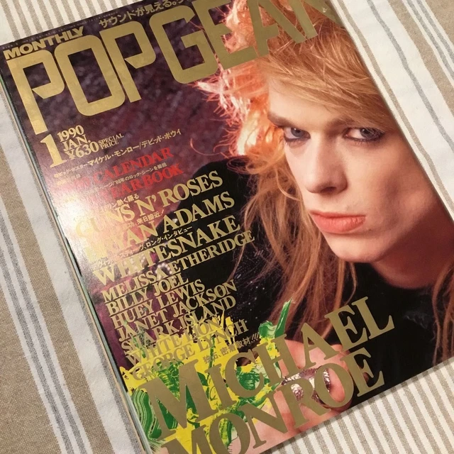 POPGEAR JAN 1990 Japan Magazine Michael Monroe Big Poster Guns N' Roses ...