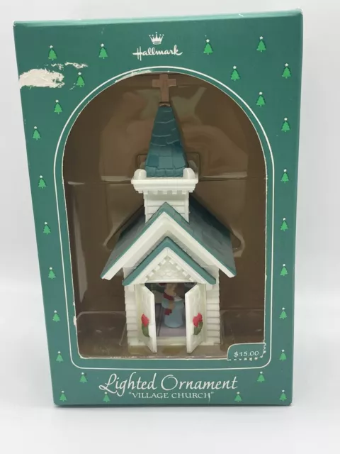 1984 HALLMARK VILLAGE Church - Lighted Ornament Original Box Christmas ... 1984 HALLMARK VILLAGE Church - Lighted Ornament Original Box Christmas ...