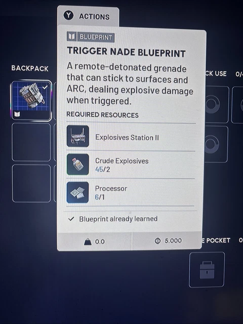 TRIGGER NADE BLUEPRINT Arc Raiders £5.45 - PicClick UK