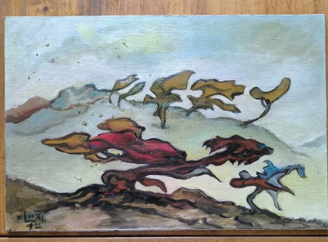 VAN DER LOO (1911-1996) Oil on Canvas And Wood " Composition Abstract ...