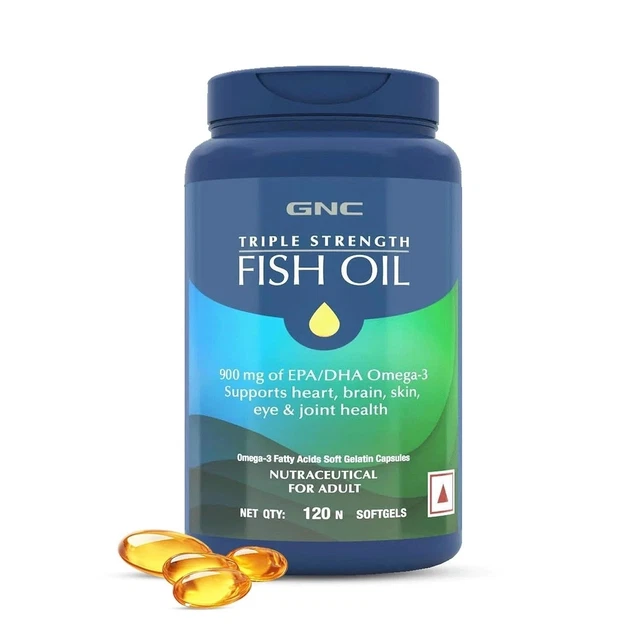 GNC TRIPLE STRENGTH Fish Oil 1500mg Omega-3 with 900mg EPA & DHA | 120 ...