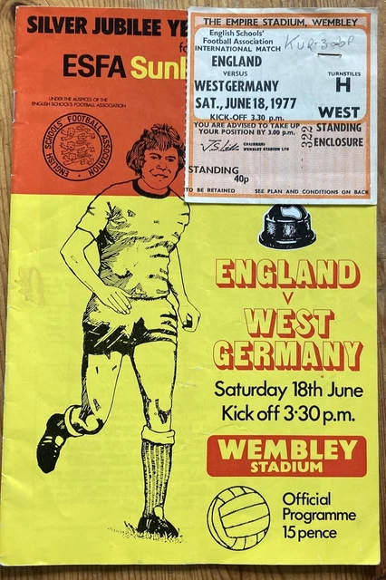 ESFA SCHOOLS INTERNATIONAL ENGLAND v WEST GERMANY PROGRAMME & TICKET ...