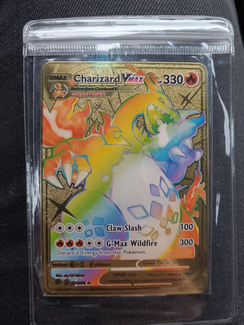 RAINBOW CHARIZARD VMAX golden foil metal plated pokemon card $8.00 ...