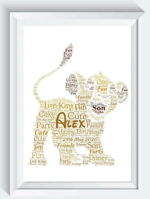 PERSONALISED SIMBA THE Lion King Disney Word Art PRINT ONLY Birthday ...
