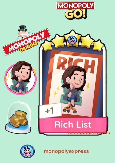 MONOPOLY GO 5 Star Sticker Card - Set 20 - Rich List $10.99 - PicClick AU
