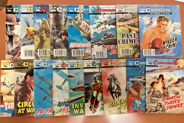 VINTAGE COMMANDO COMICS 17 various issues from 2301 to 2378 1989/1990 £ ...