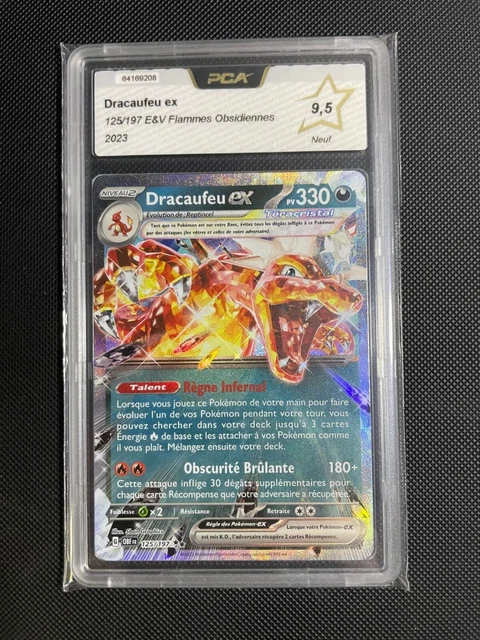 CARTE POKÉMON DRACAUFEU Ex 125/197 EV3 Flammes Obsidiennes PCA 9,5 Fr ...