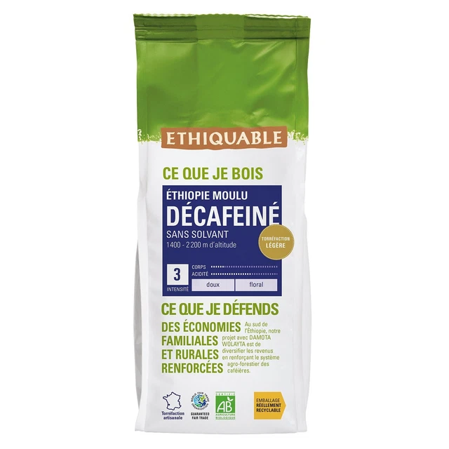 LOT DE 4 - ETHIQUABLE - Décaféiné Sans Solvant Ethiopie Bio Café moulu ...