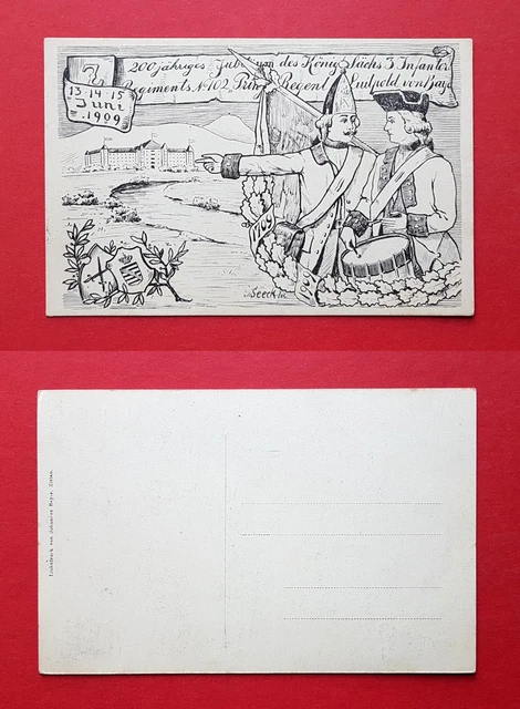 MILITÄR ANLASS AK Sachsen ZITTAU 1909 200. jähr. Jubiläum 3. Inf. Reg ...