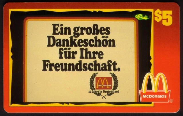$5. MCDONALD'S 1996: Celebrating 10 Years In Germany (#MC19PC of 10 ...
