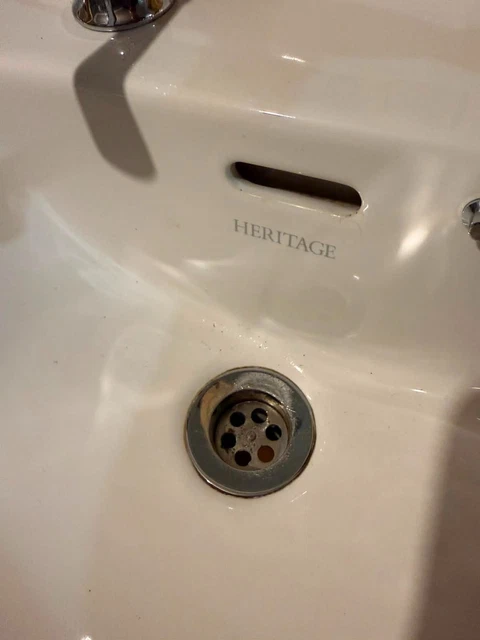 HERITAGE CERAMIC CLOAKROOM Basin, Pedestal & Heritage Taps. 490mm wide ...